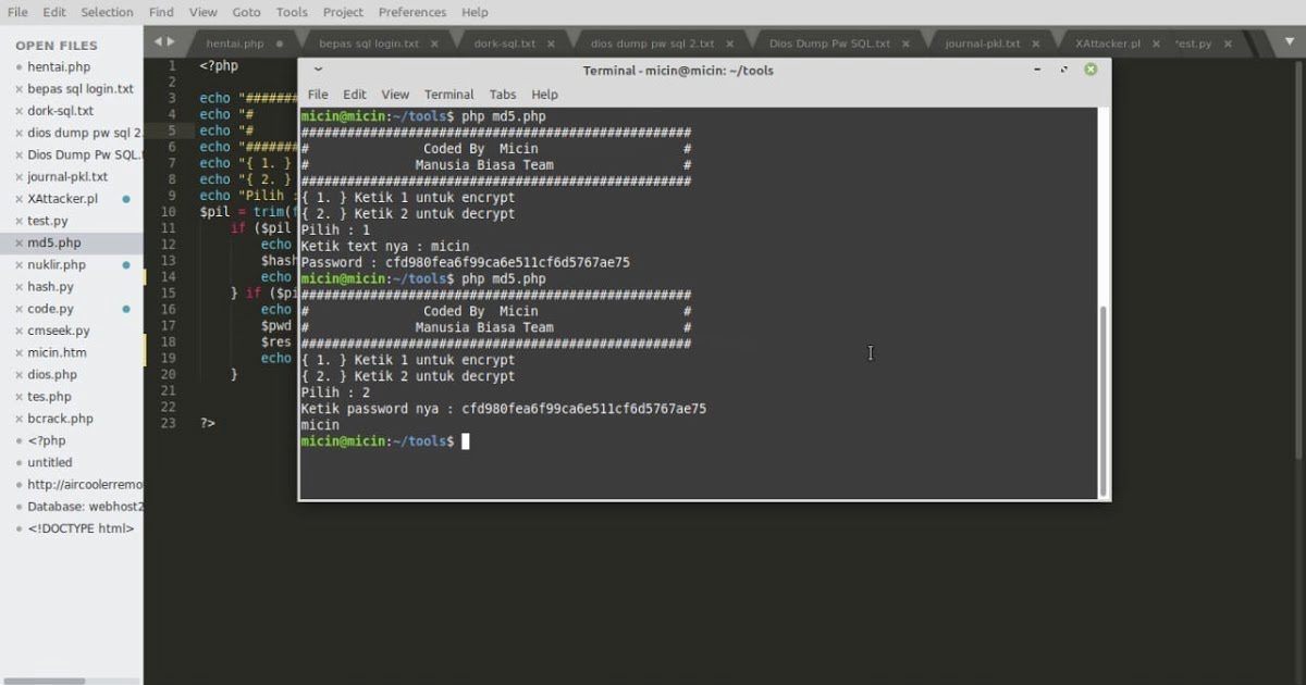 Tools MD5 Decrypt Password