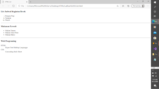HTML Dasarr : List - ANGELS CYBER MOON